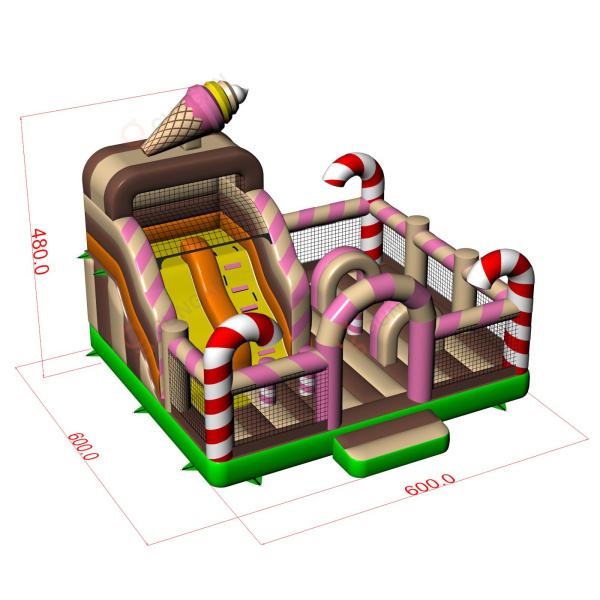 6x6 inflatable playground in a candy theme