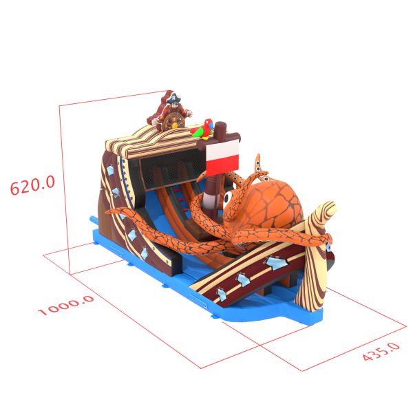 Inflatable slide Pirate Ship with octopus